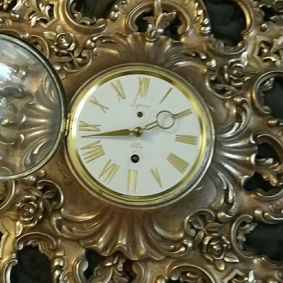 Syroco | Wall Decor | Vintage Syroco Clock Gold Open Glass Face To ...